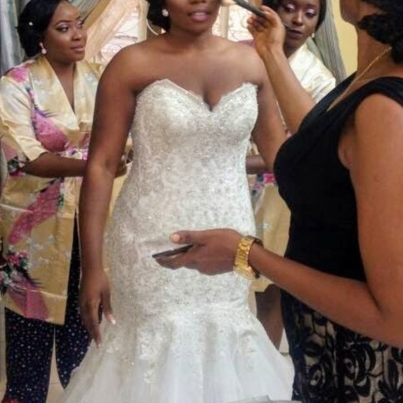 Allure Bridals | Dresses | Plus Size Strapless Lace Crystal Wedding Gown | Poshmark